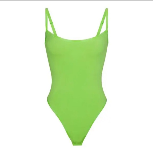 SKIMS | Intimates & Sleepwear | Skims Cotton Logo Bodysuit Neon Green ...